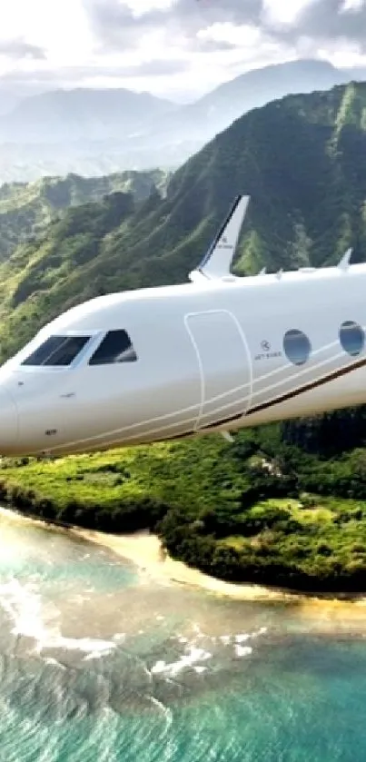 Luxury Jet Over Tropical Island - free download