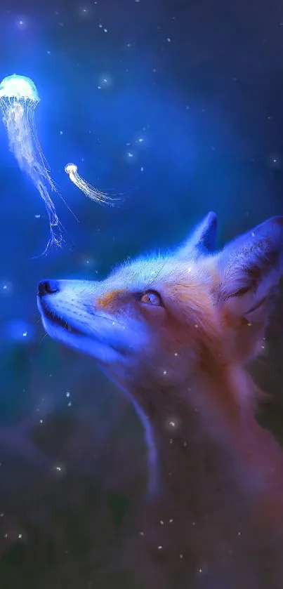 Magical Fox with Glowing Jellyfish - free download