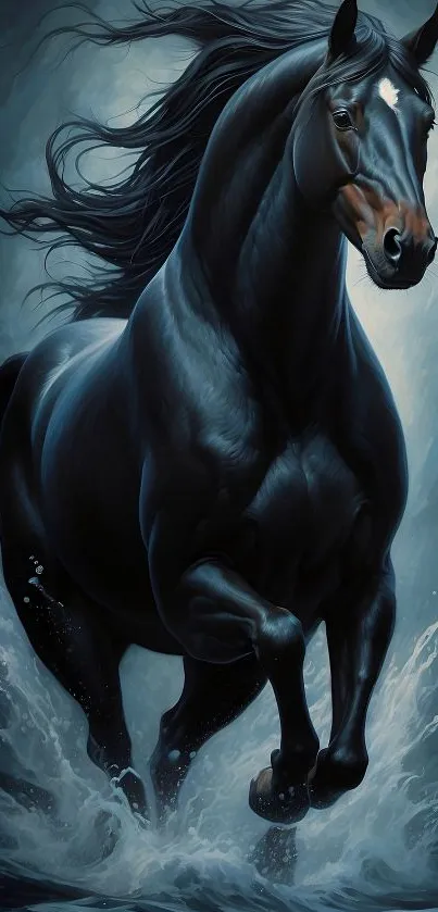 Majestic Black Stallion Wallpaper - free download