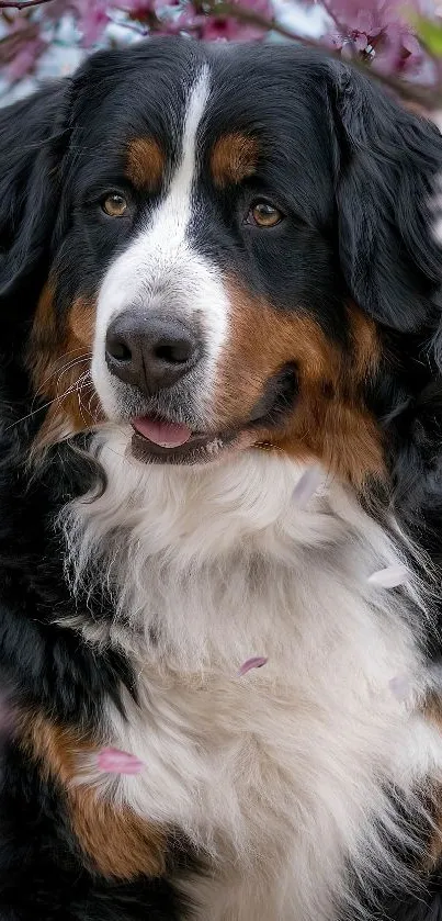 Majestic Dog Amid Cherry Blossoms - free download