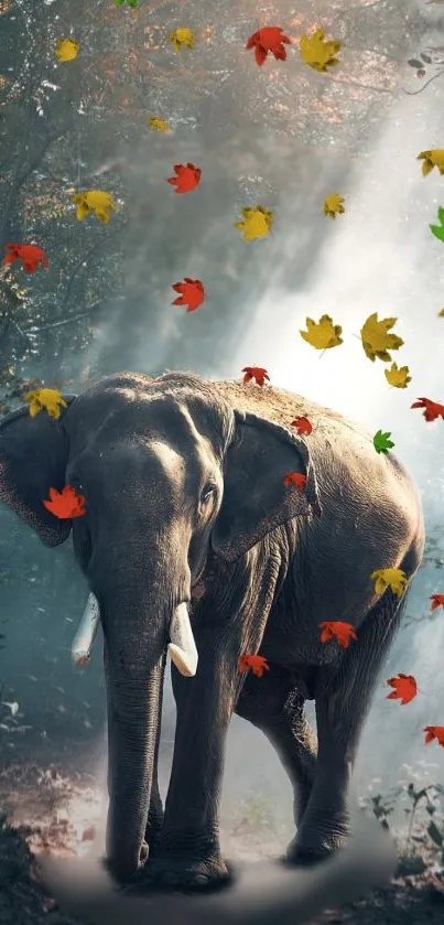 Majestic Elephant in Forest Scene - free download