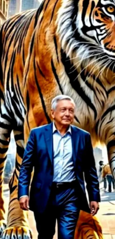 Majestic Man and Tiger Wallpaper - free download