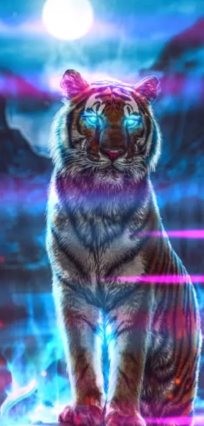 Majestic Tiger Moonlight Wallpaper - free download