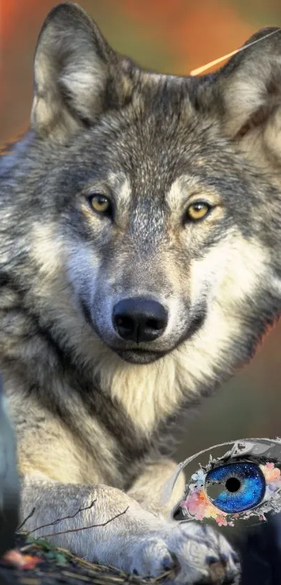 Majestic Wolf in Autumn Scene - free download