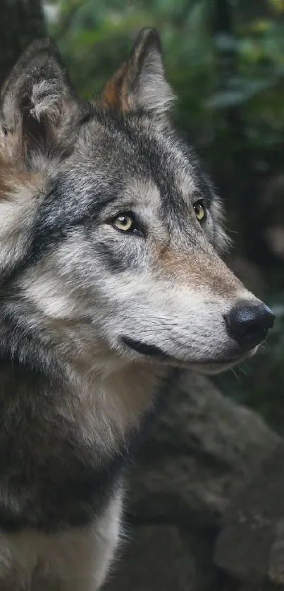 Majestic Wolf in Forest Scene - free download