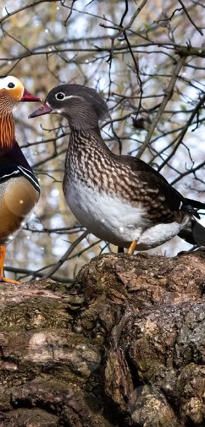 Mandarin Duck Nature Wallpaper - free download