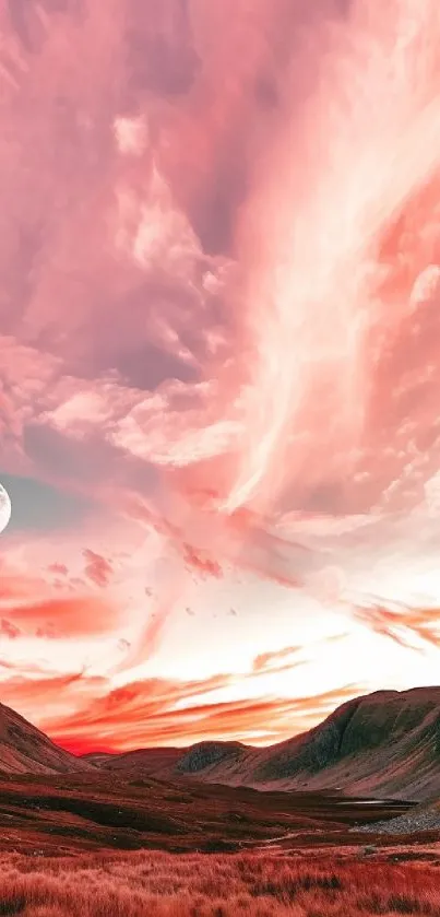 Mesmerizing Pink Sky Landscape - free download