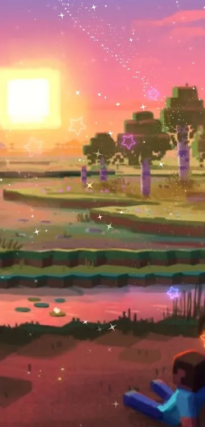 Minecraft Sunset Adventure Art - free download