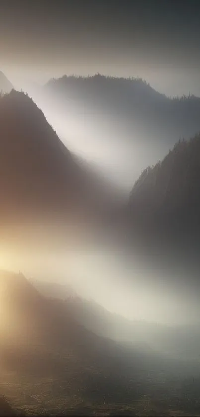 Misty Mountains Sunrise Wallpaper - free download