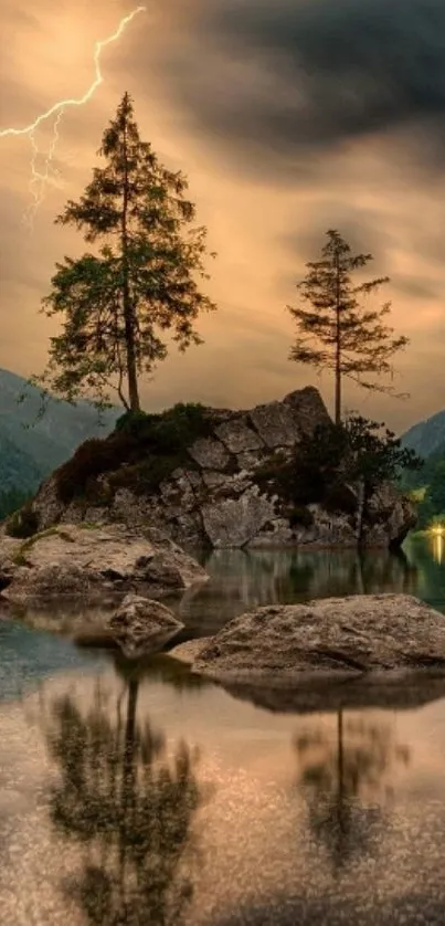 Moody Sunset Lake Landscape - free download
