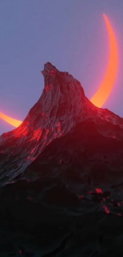 Mountain Eclipse Neon Glow - free download