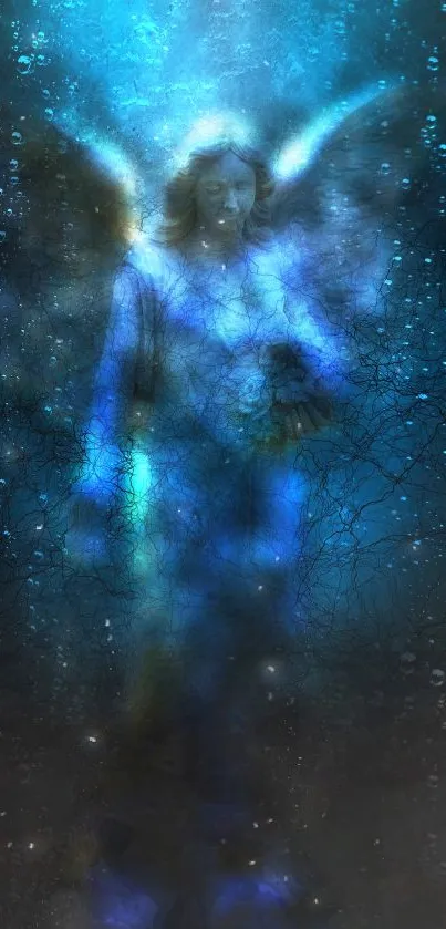 Mystical Angel in Dark Blue Mist - free download