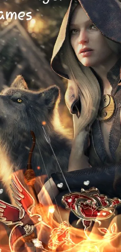 Mystical Archer and Wolf Art - free download