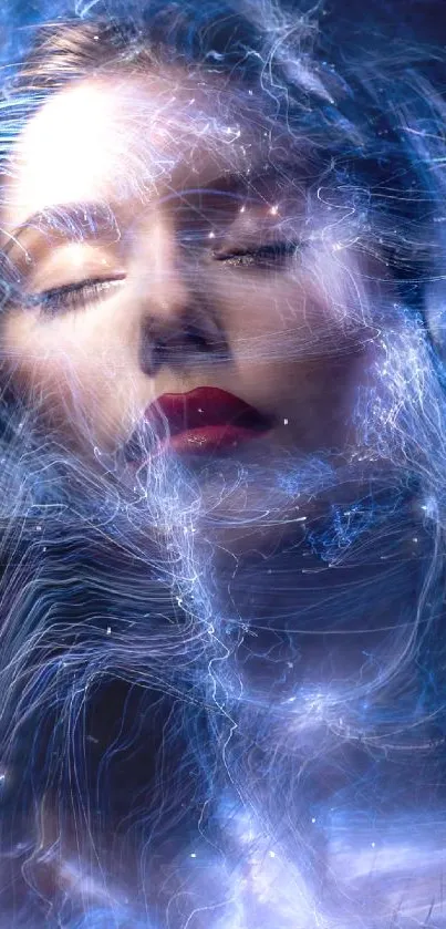 Mystical Blue Abstract Portrait - free download