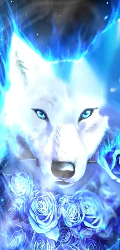 Mystical Blue Wolf Wallpaper - free download