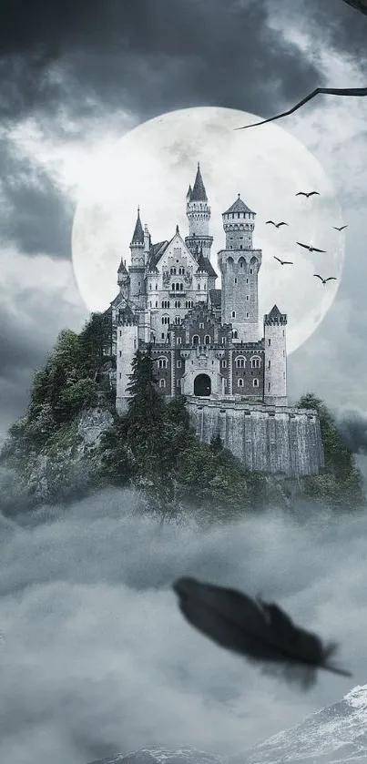 Mystic Castle in Foggy Moonlight - free download