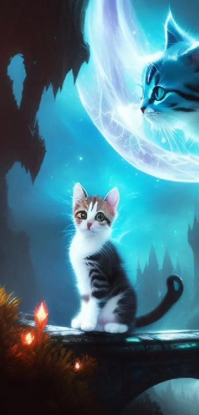 Mystical Cats Under Moonlight - free download