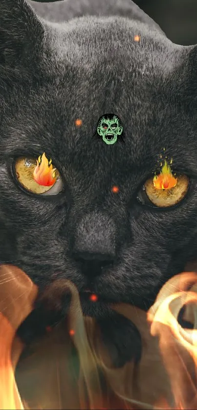 Mystical Fiery Cat Wallpaper - free download