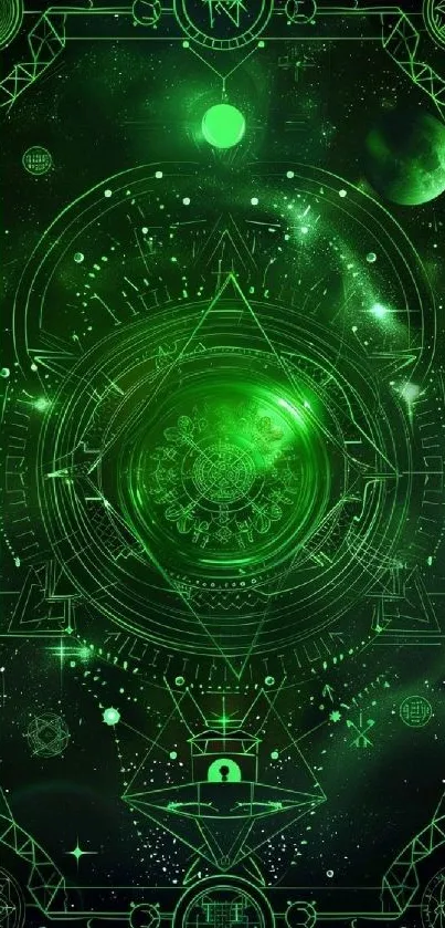 Mystical Green Cosmic Design - free download