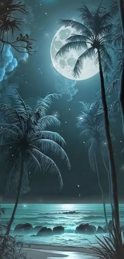 Mystical Moonlit Beach Scene - free download