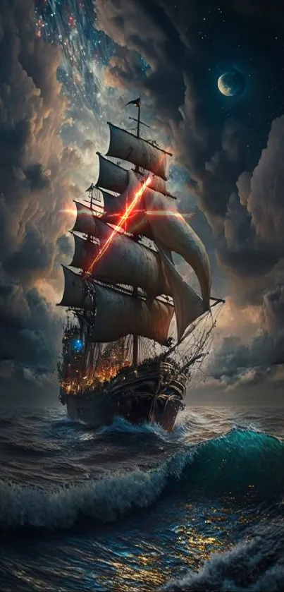 Mystical Night Ship Wallpaper - free download