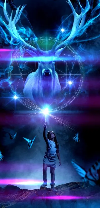 Mystical Night Stag Wallpaper - free download
