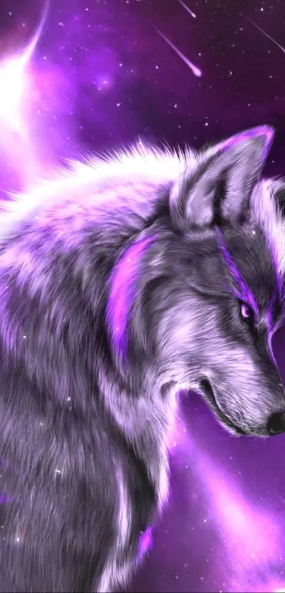 Mystical Purple Wolf Wallpaper - free download
