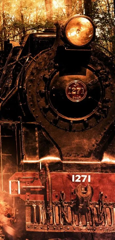 Mystical Train in Autumn Forest - free download