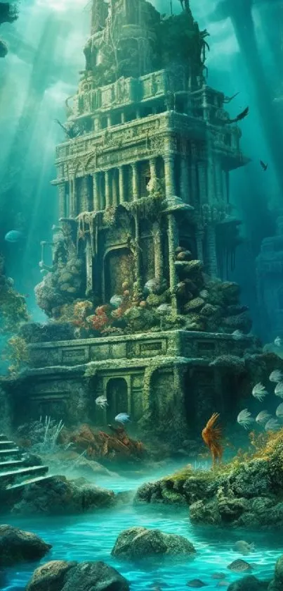 Mystical Underwater Temple Wallpaper - free download