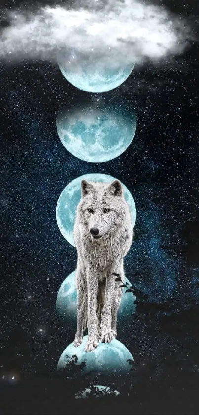 Mystical Wolf and Moon Art - free download
