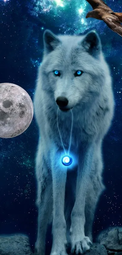 Mystical Wolf Galaxy Wallpaper - free download