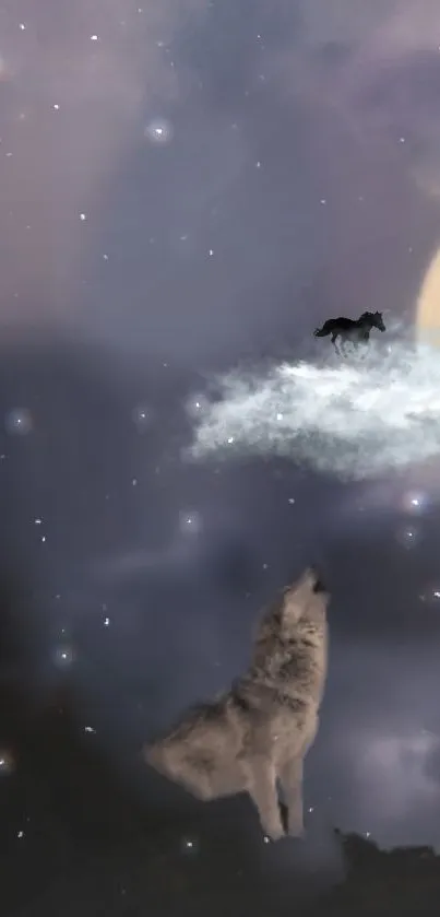 Mystical Wolf Under Moonlight - free download