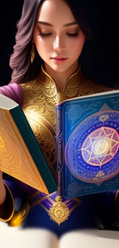 Mystical Woman with Books Art - free download