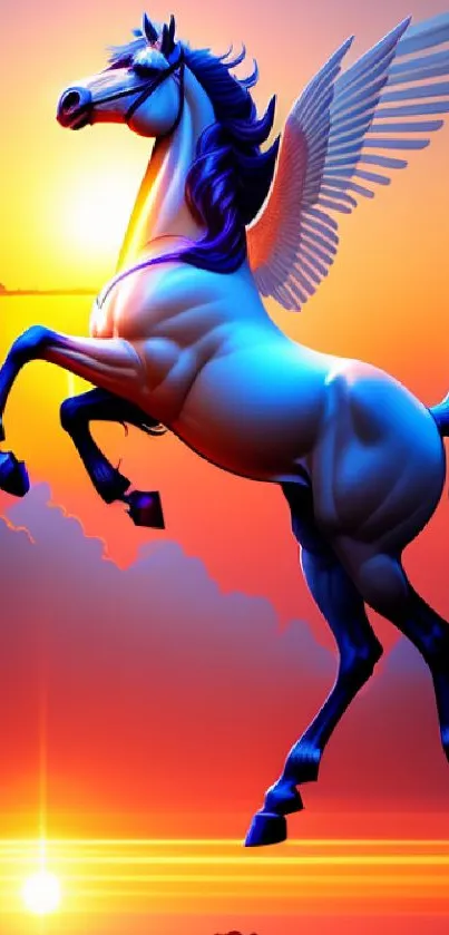 Mythical Pegasus Sunset Art - free download