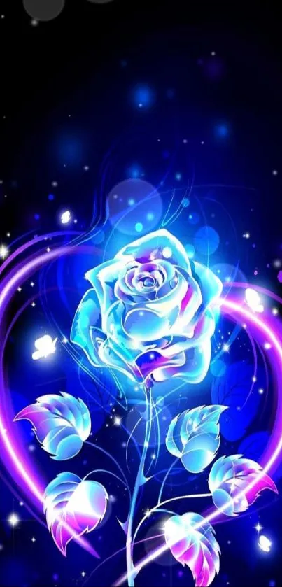 Neon Blue Rose Art Wallpaper - free download