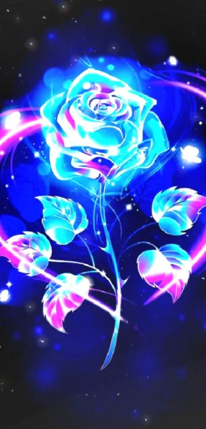 Neon Blue Rose Wallpaper - free download