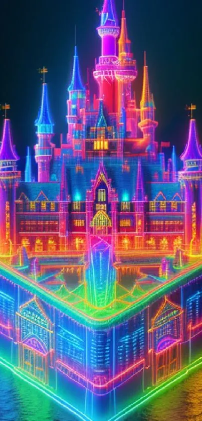 Neon Castle Fantasy Wallpaper - free download