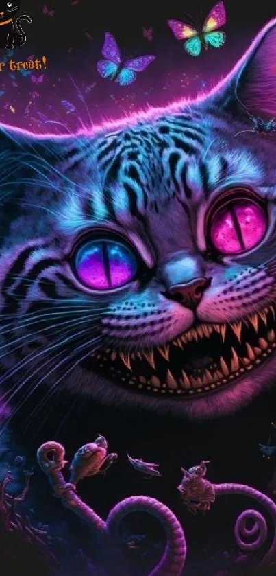 Neon Cat Halloween Wallpaper - free download