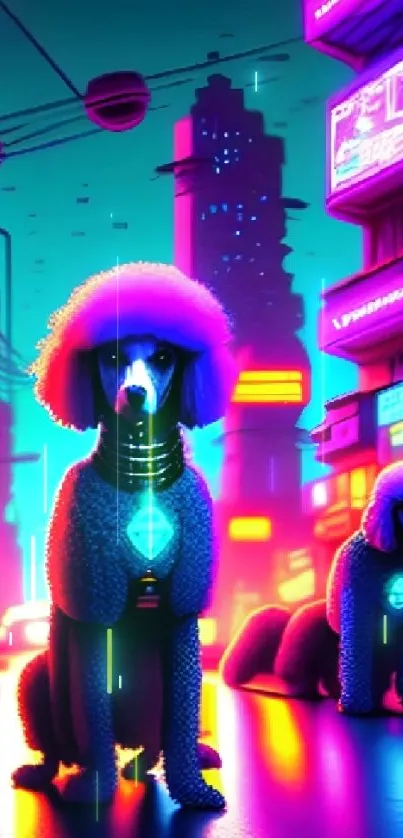 Neon City Poodles Wallpaper - free download
