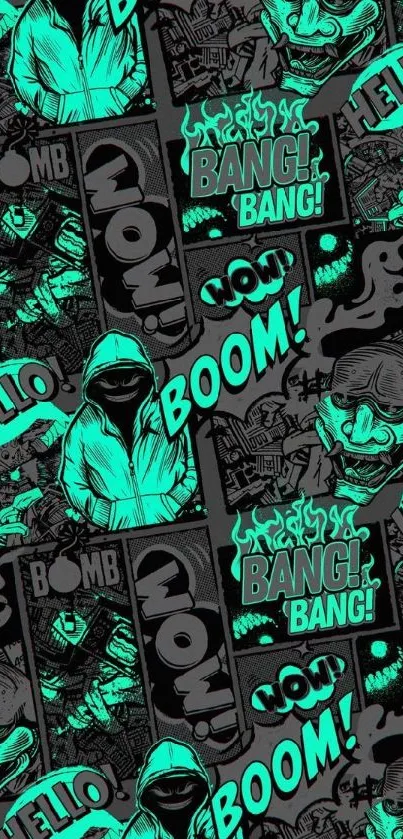 Neon Comic Graffiti Phone Wallpaper - free download