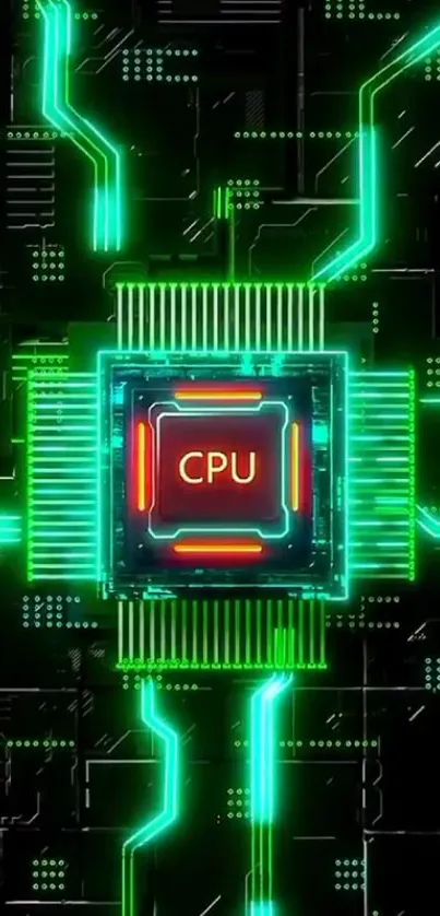 Neon CPU Circuit Wallpaper - free download