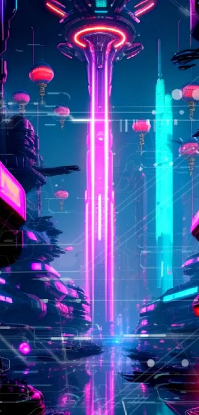 Neon Cyberpunk Cityscape Art - free download