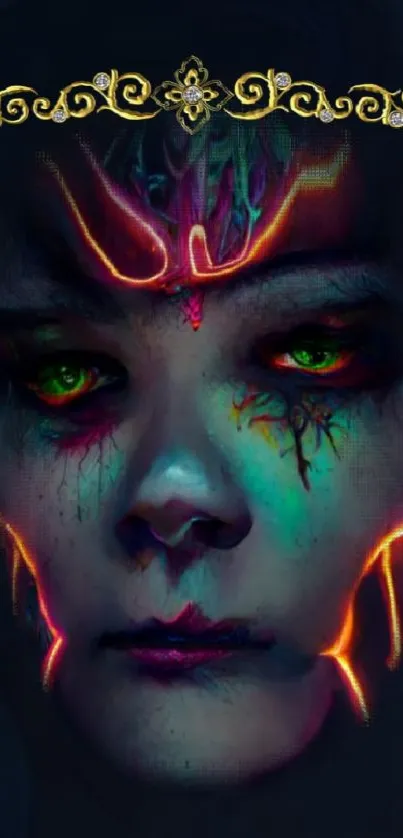 Neon Fantasy Face Art Wallpaper - free download