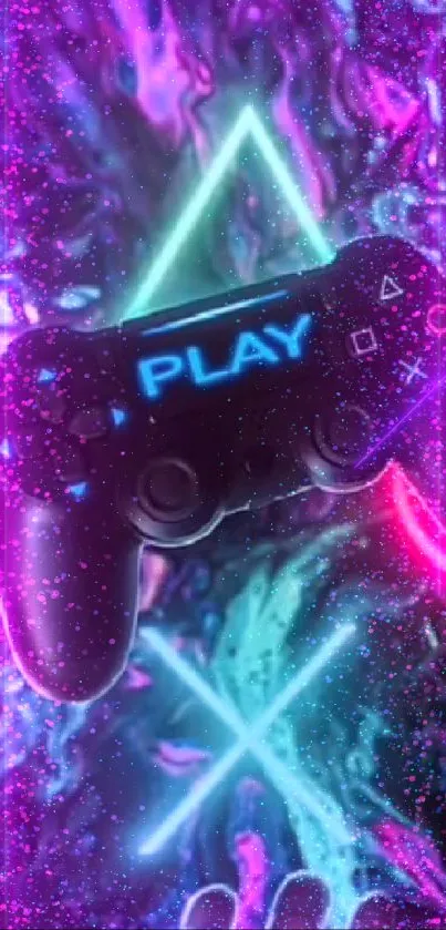 Neon Gaming Controller Art - free download