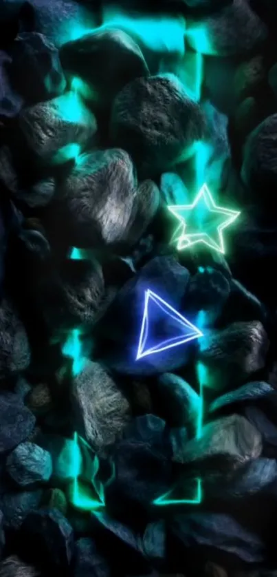 Neon Geometric Rock Art - free download