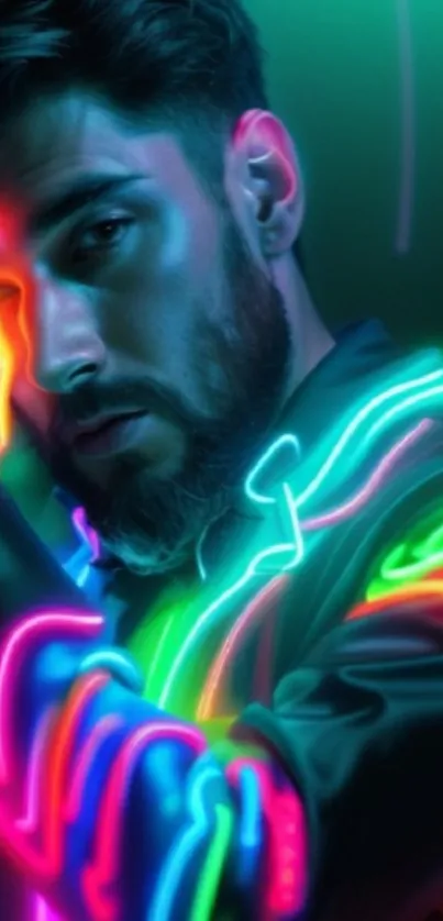 Neon Glow Portrait Wallpaper - free download