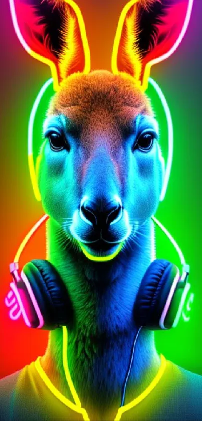 Neon Kangaroo Headphones Wallpaper - free download