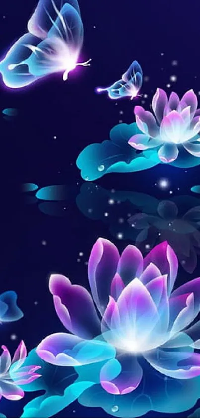Neon Lotus and Butterflies - free download