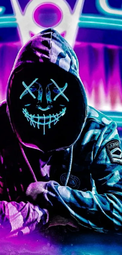 Neon Masked Figure Wallpaper - free download