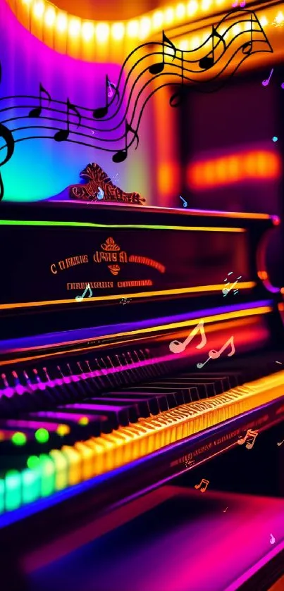 Neon Piano with Musical Notes - free download